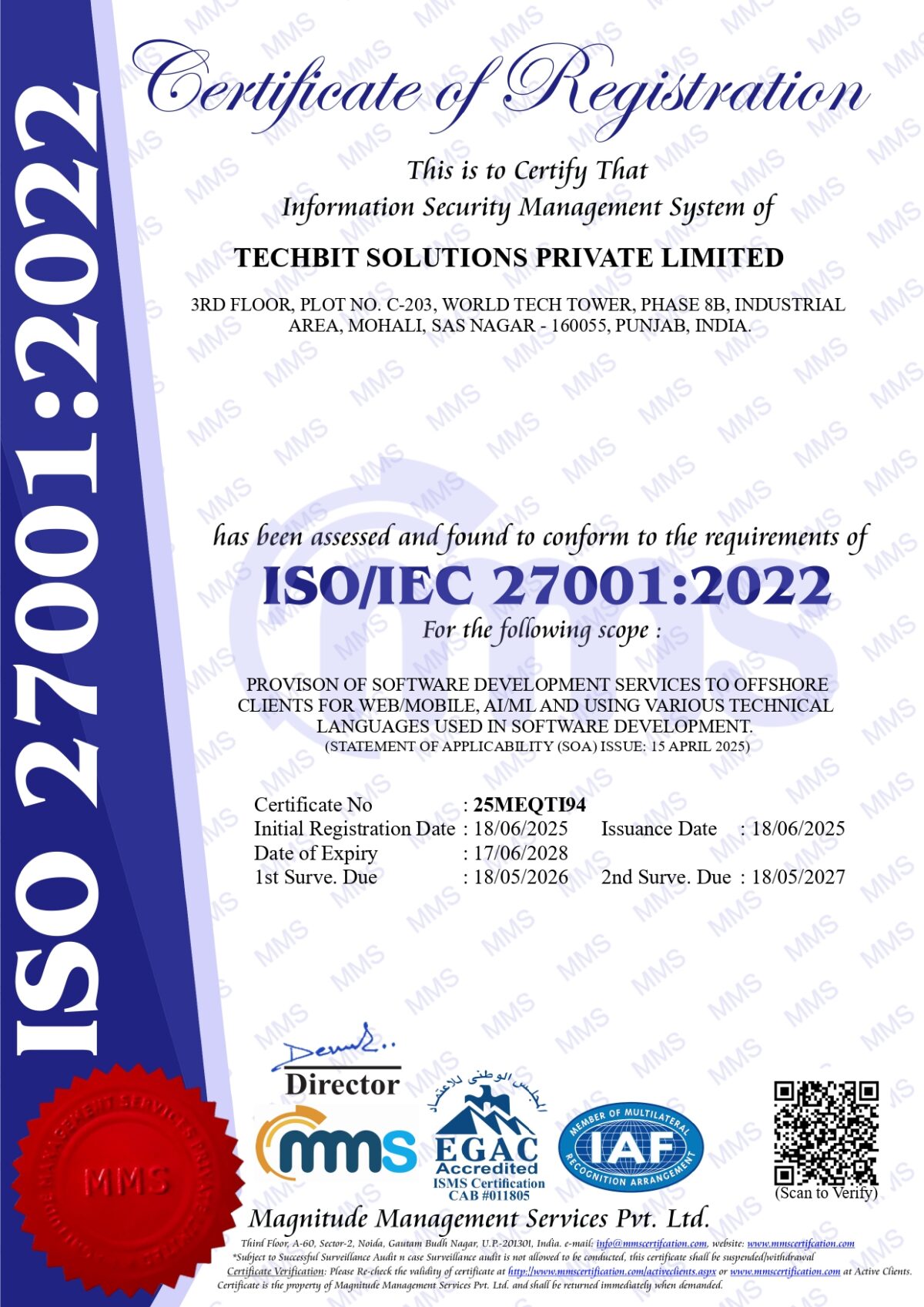 Techbit is now ISO/IEC 27001:2022 Certified - Software Development ...